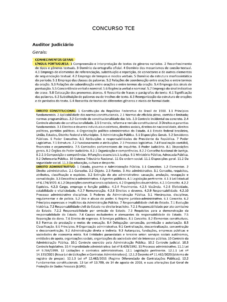 CONCURSO TCE | PDF