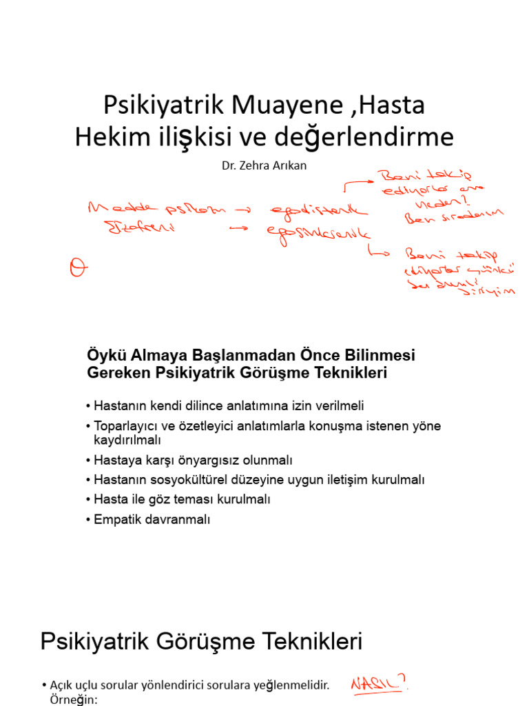 Psikiyatrik Muayene Ve Değerlendirme | PDF