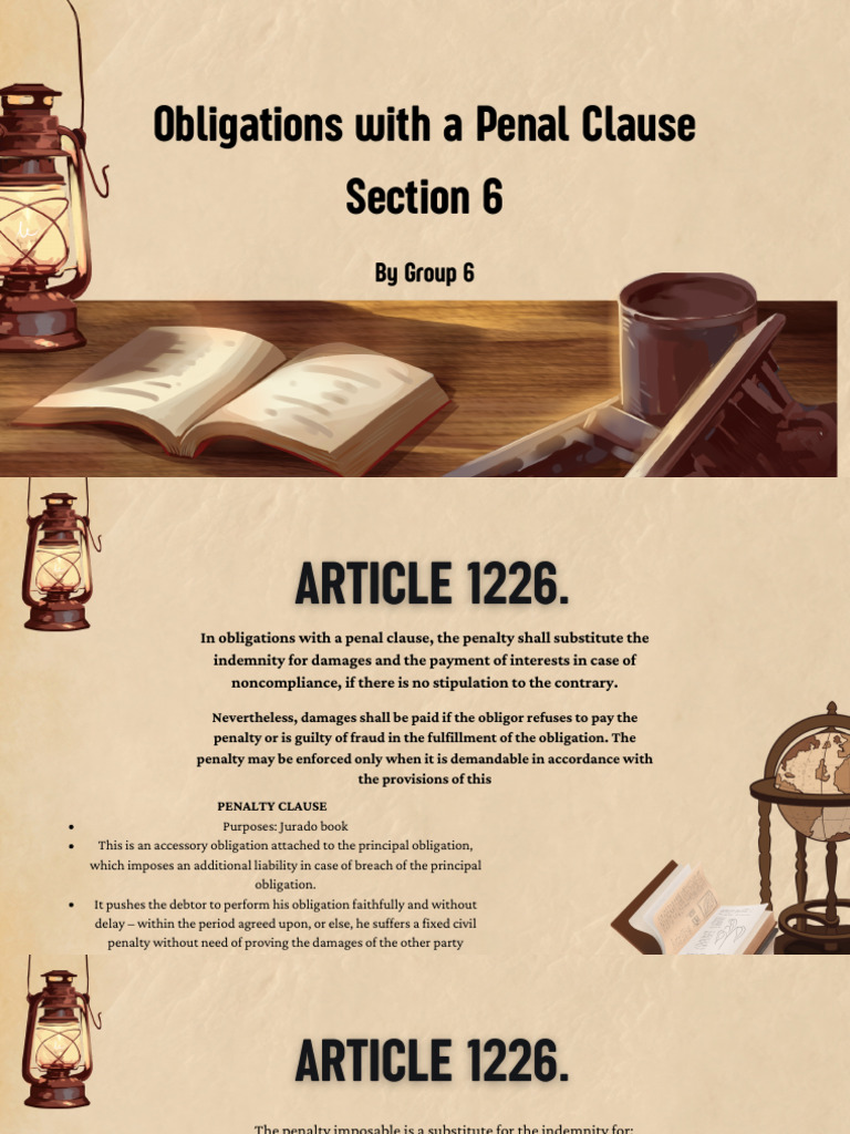 Understanding Penal Clauses in Obligations | PDF | Damages | Indemnity
