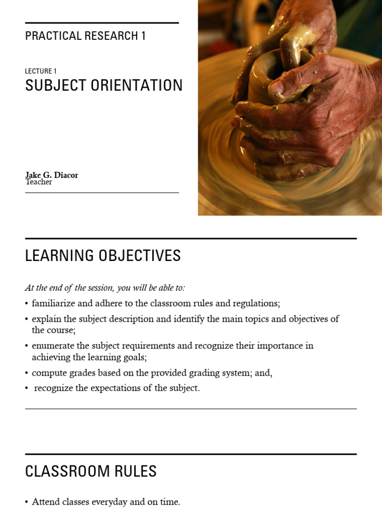 01. Subject Orientation | PDF