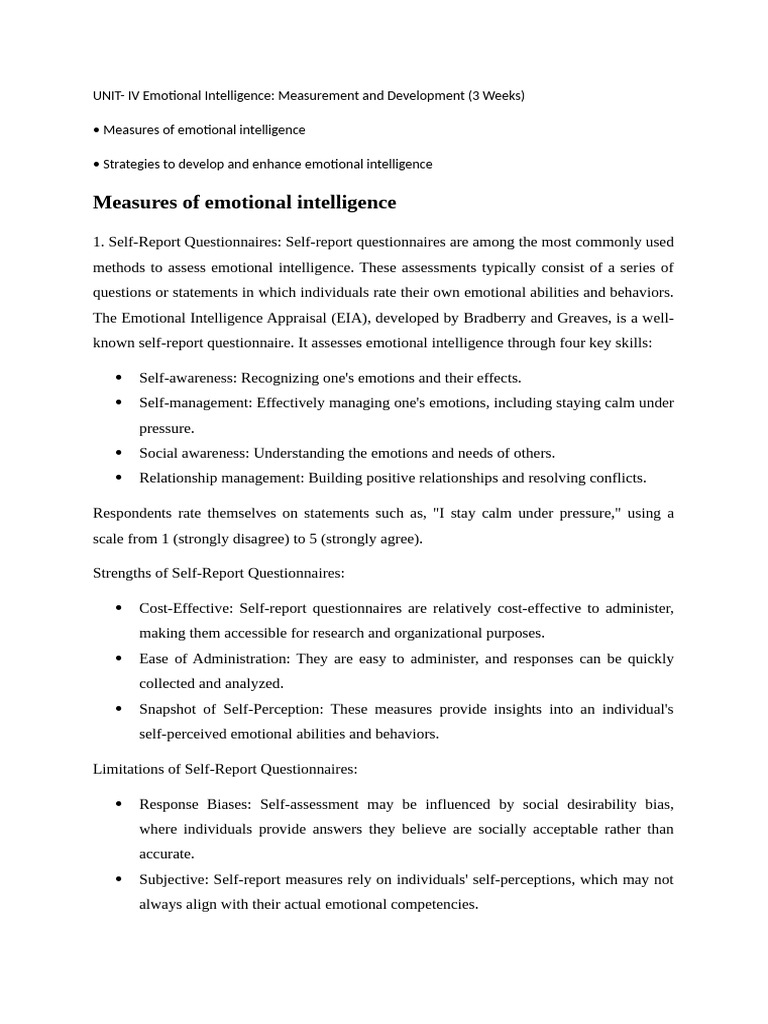 Unit 4 | PDF | Self Report Study | Emotional Intelligence