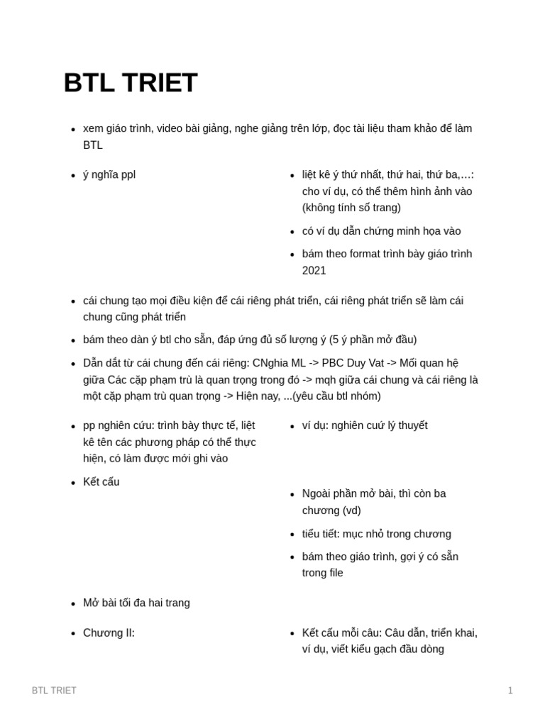 Huong Dan BTL Triet | PDF