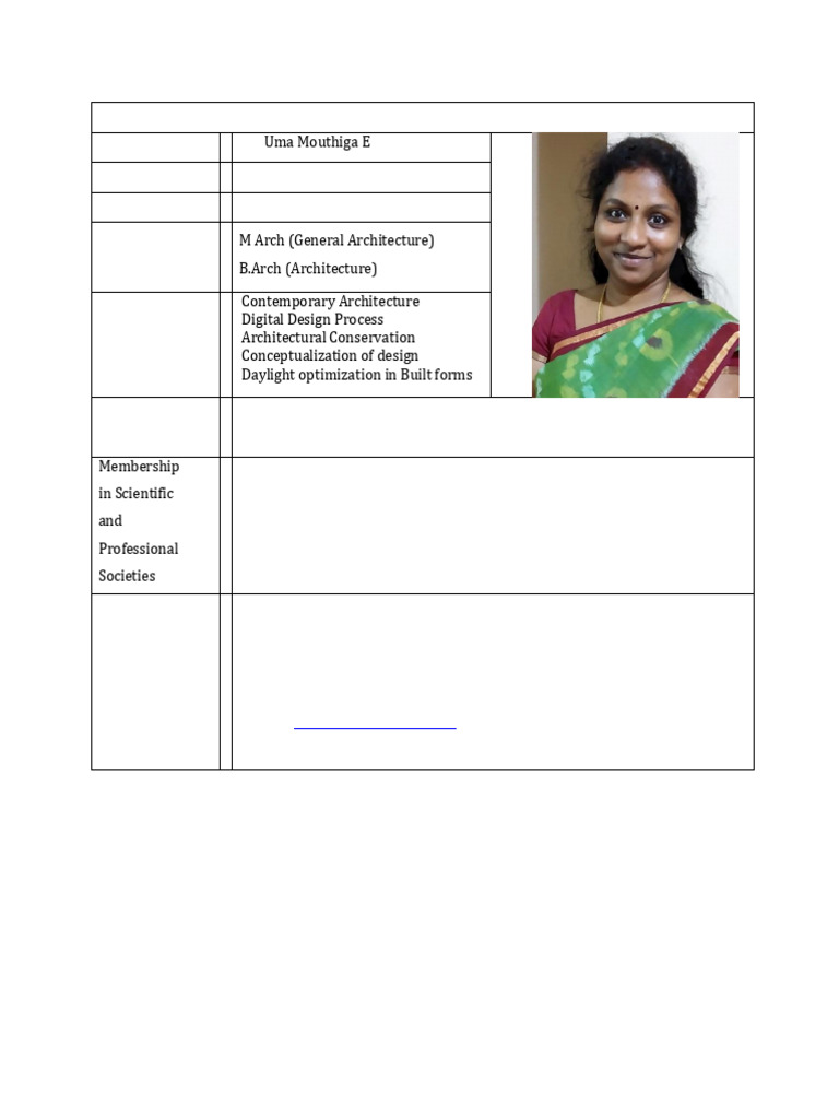 Ar - Uma Mouthiga - Faculty Profile | PDF
