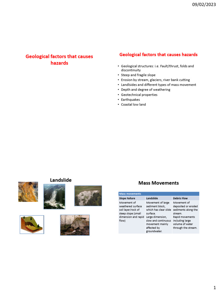 Lecture 1-Mass Movement | PDF | Landslide | Erosion