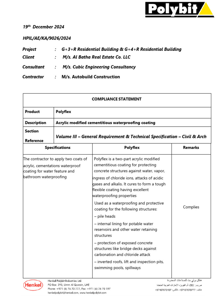 9026 Compliance Polyflex Autobuild Sujesh | PDF | Concrete | Water