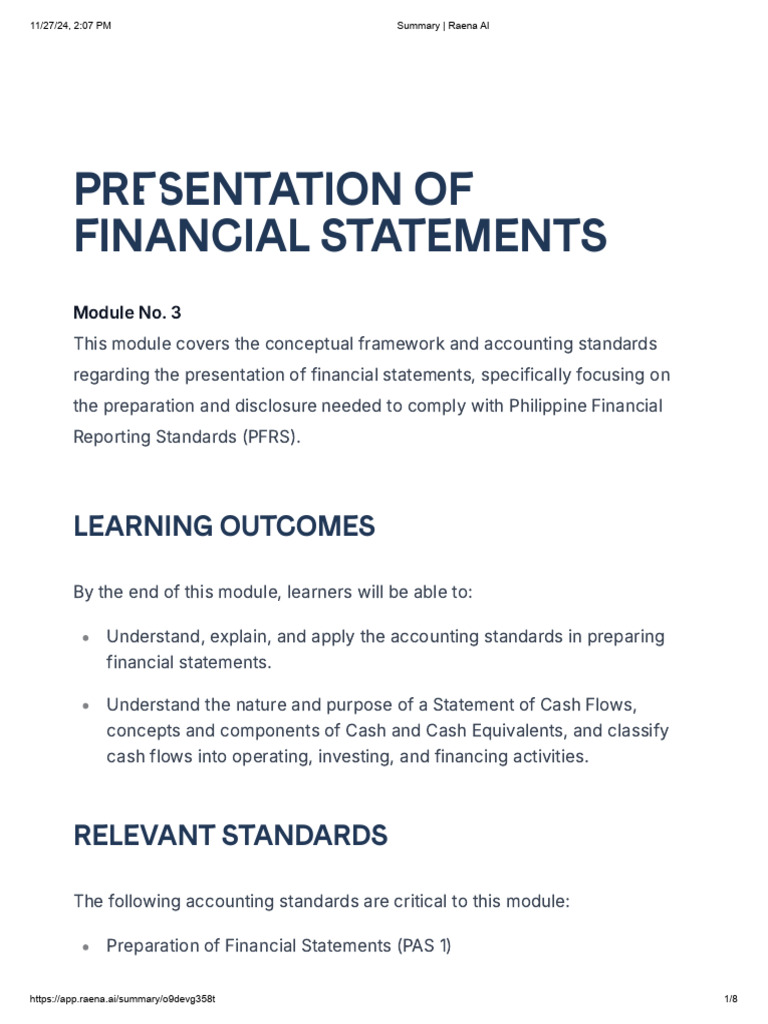 Summary _ Module 3 | PDF | Financial Statement | Going Concern