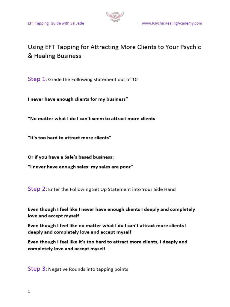 Your EFT Tapping Session for Attracting More Clients | PDF | Psychology