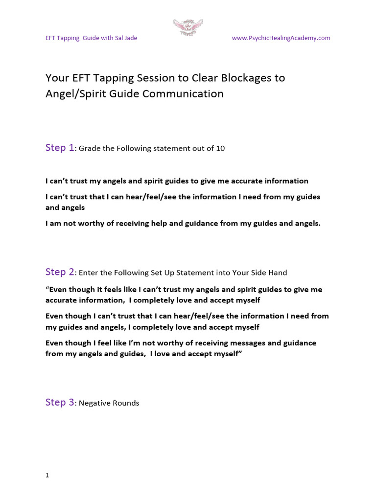 Your EFT Tapping Session For Blocks Guides Angels | PDF