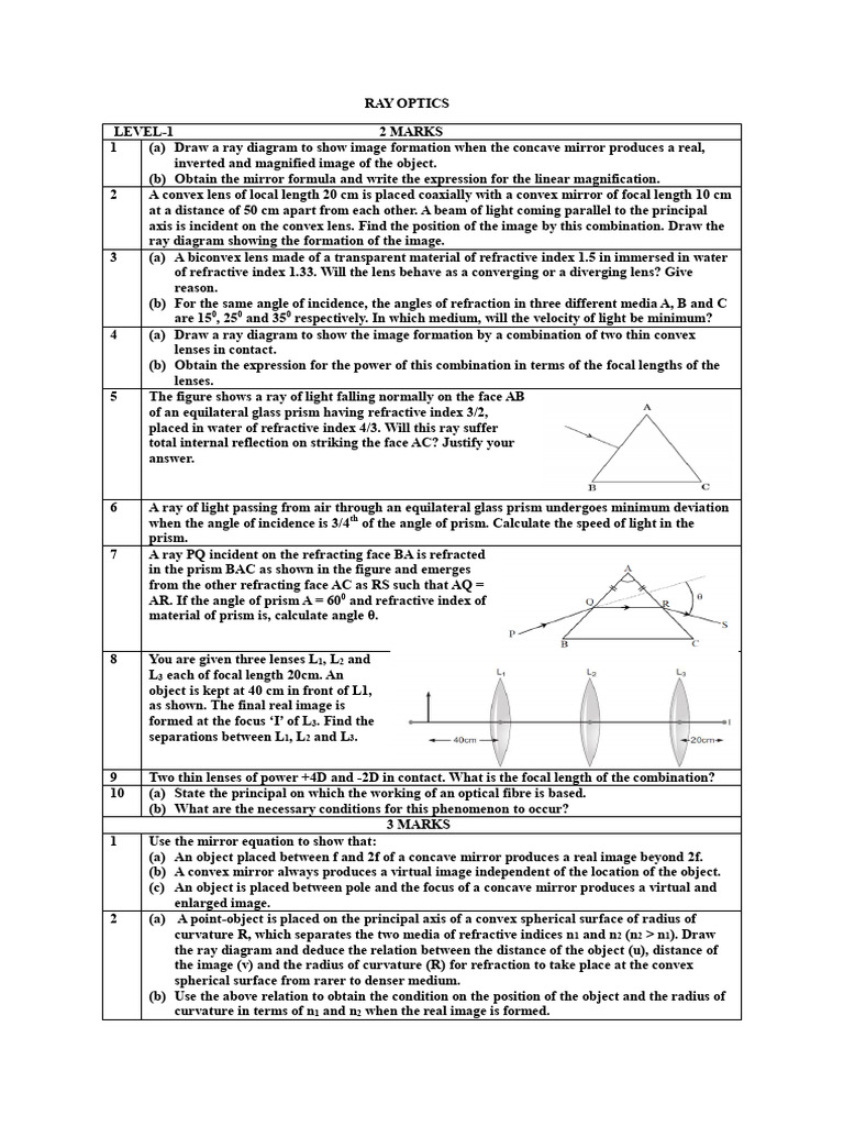 12 Ray Optics Assignment PDF - Pdfdisplayname 12 Ray Optics Assignment PDF | PDF | Refractive ...