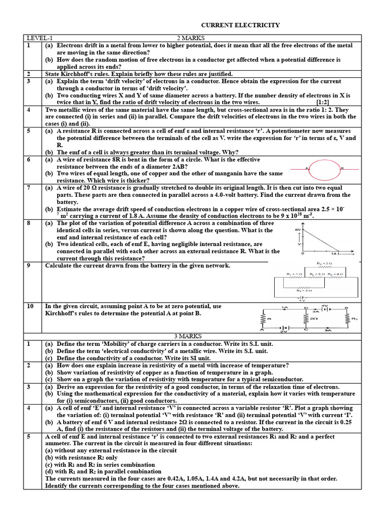 12 Current Electricity Assignment PDF - Pdfdisplayname 12 Current ...