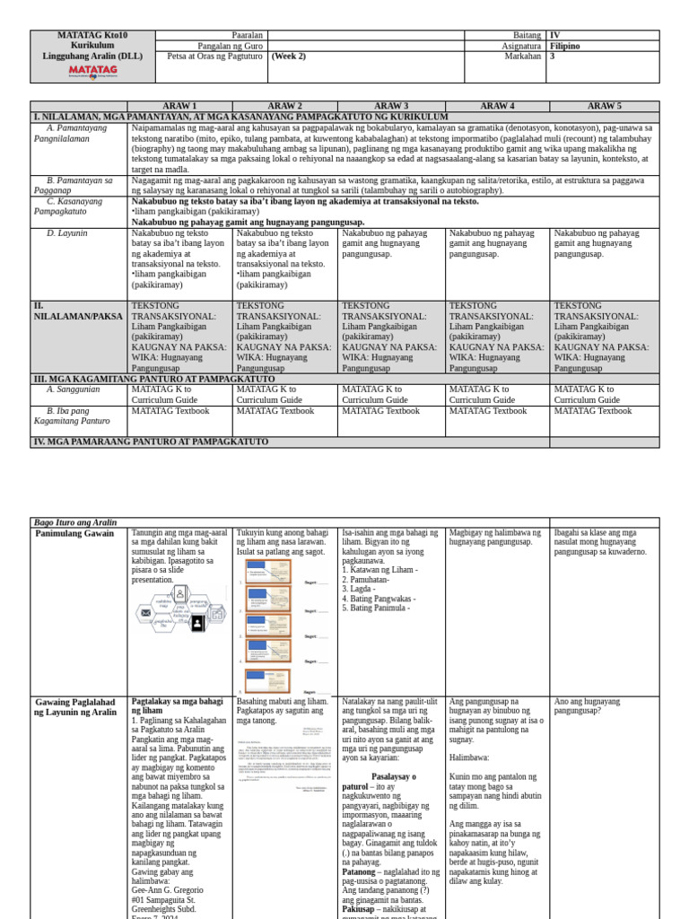 DLL_FILIPINO_G4_Q3_W2 | PDF
