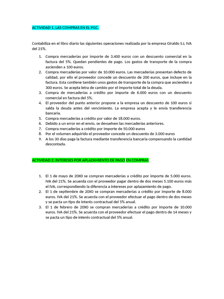 1er Ejercicio Compras | PDF