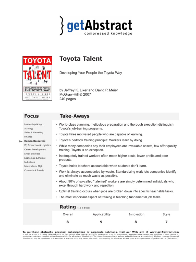 Toyota Talent Liker e | PDF | Toyota | Knowledge
