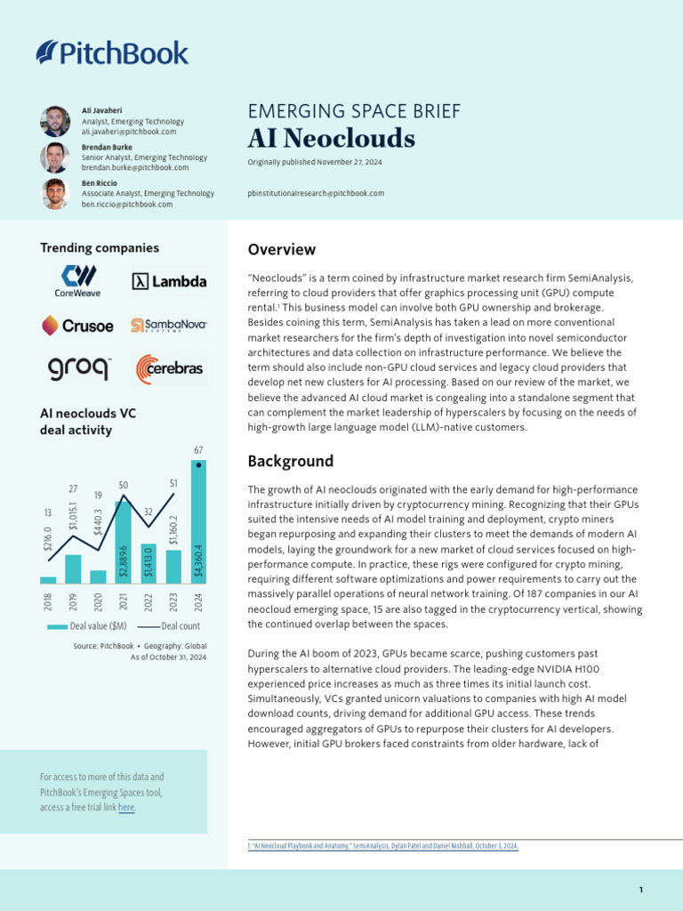 2024 Emerging Space Brief AI Neoclouds | PDF | Graphics Processing Unit | Cloud Computing
