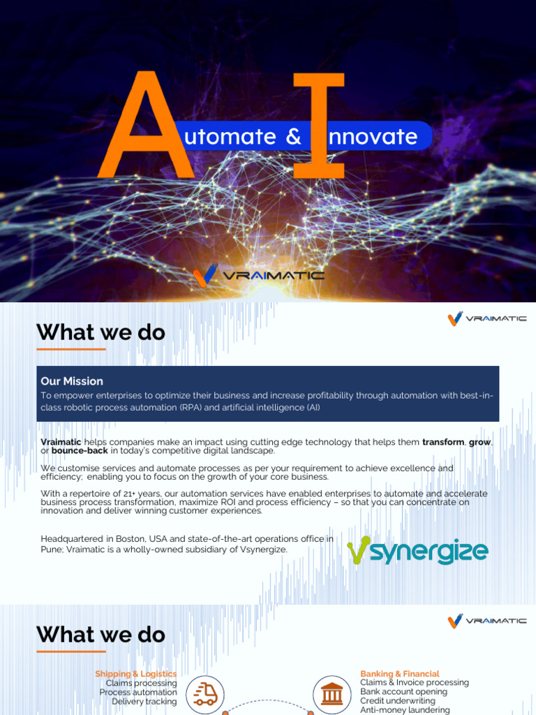 Vraimatic- Company Deck | PDF | Automation | Supply Chain Vraimatic- Company Deck | PDF | Automation | Supply Chain