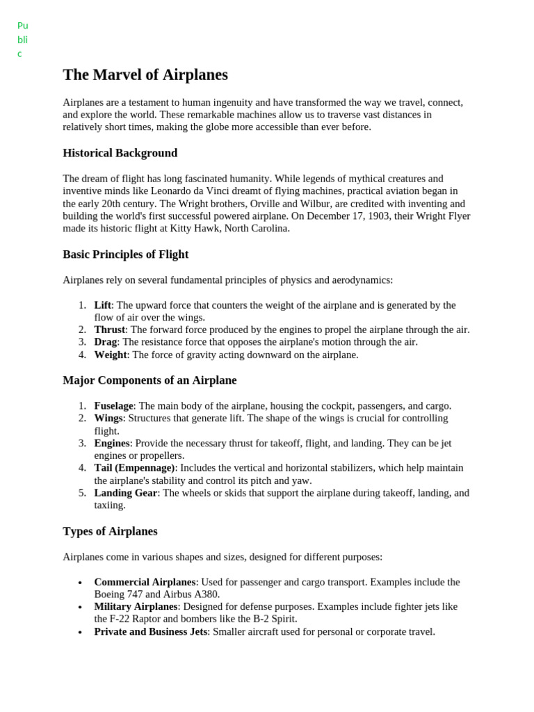 The Marvel of Airplanes | PDF | Airplane | Flight