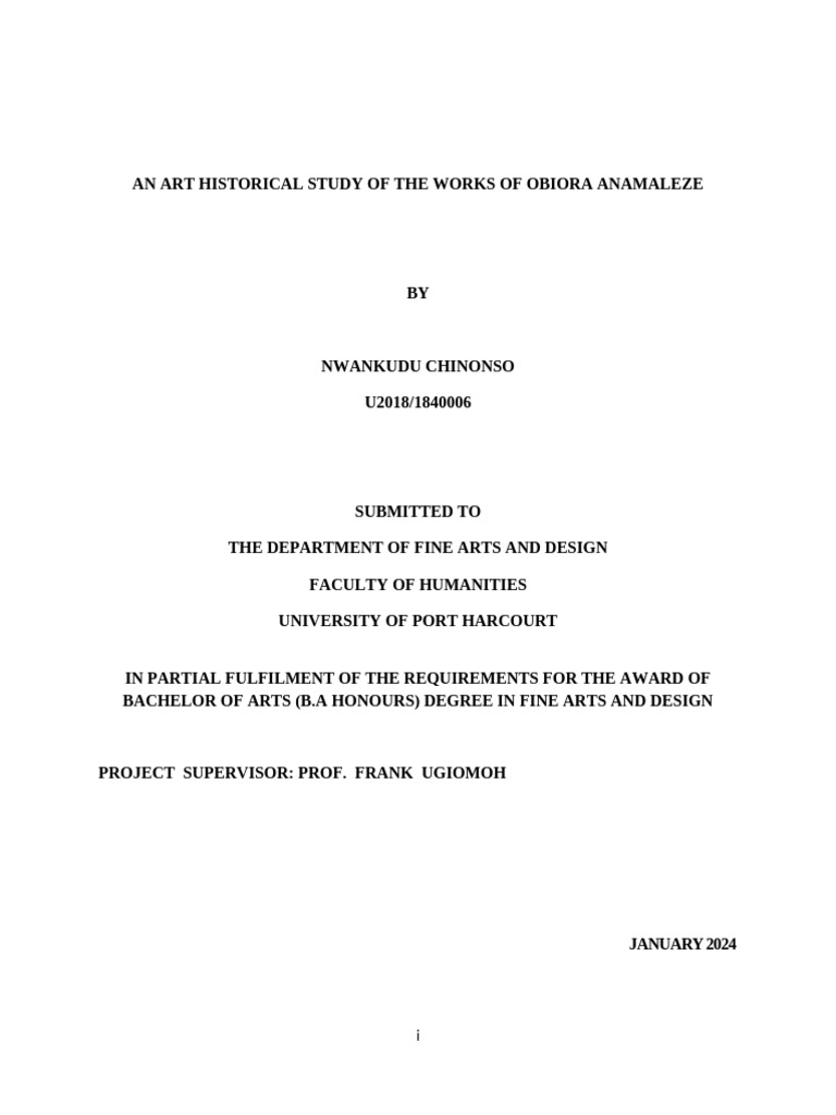 Chinonso Nwankudu project full work | PDF | Art History | Surrealism