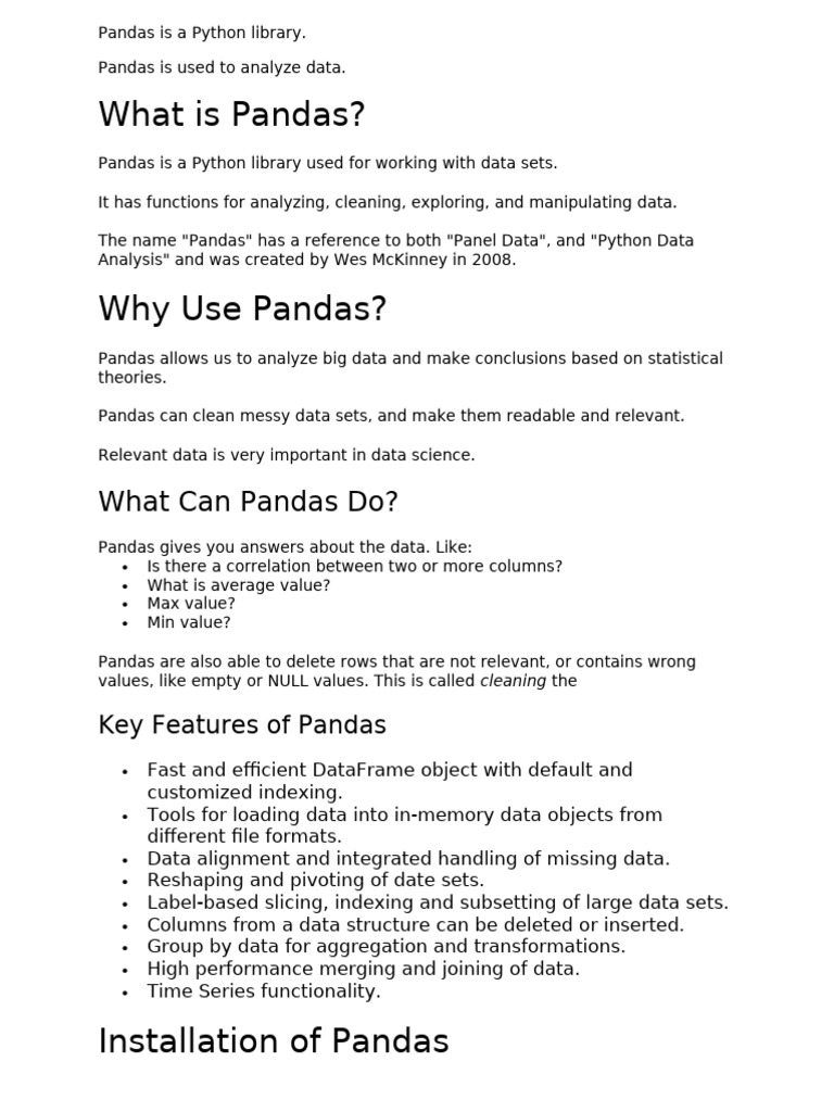Pandas python | PDF | Computer Programming | Computing Pandas python | PDF | Computer Programming | Computing