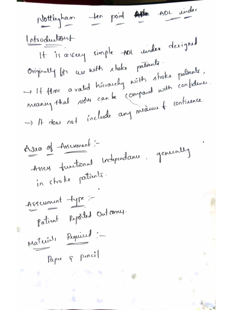 Nottingham Ten Point ADL Index | PDF