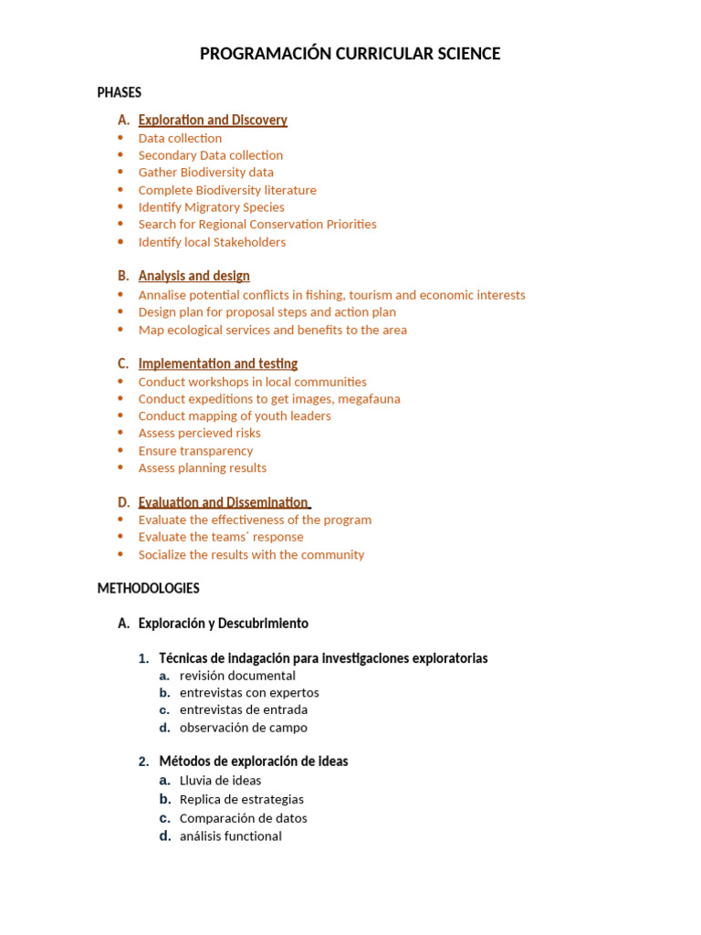 Programación Curricular Science | PDF