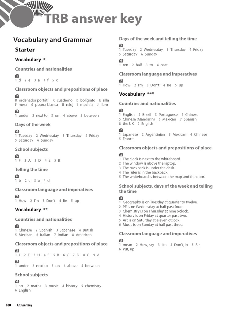 OT1_TRB_Worksheet_answer_keys | PDF | Sneakers | Pronoun