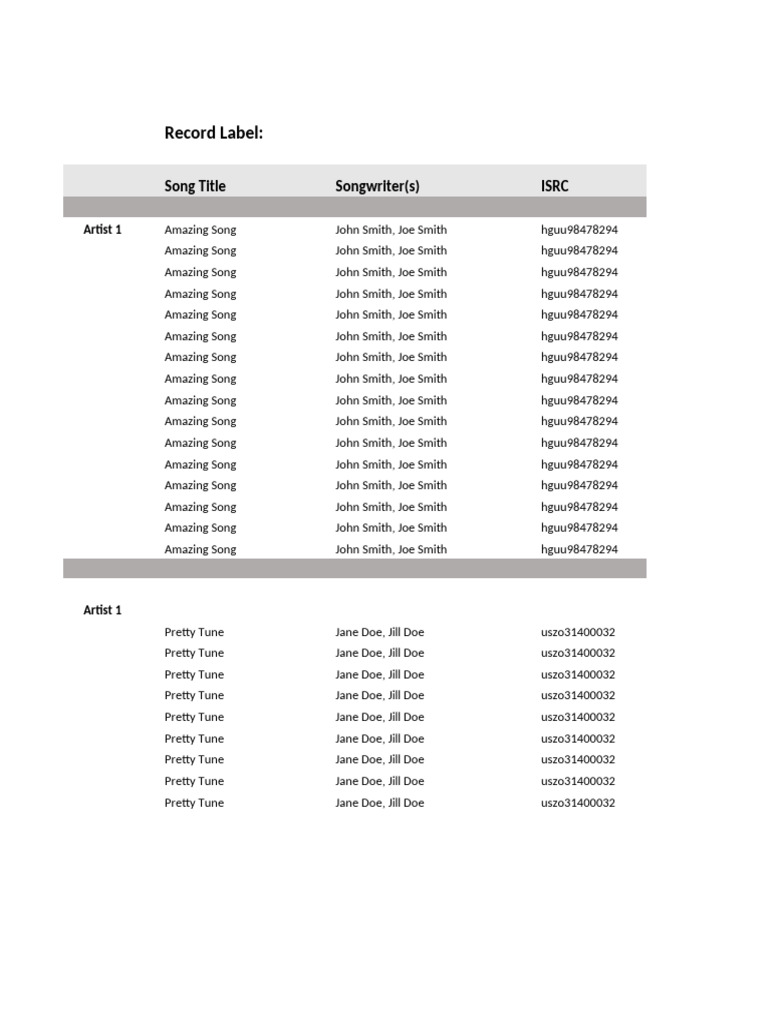 Other Record Labels - Catalog Database Template | PDF | Rock Music | Jazz