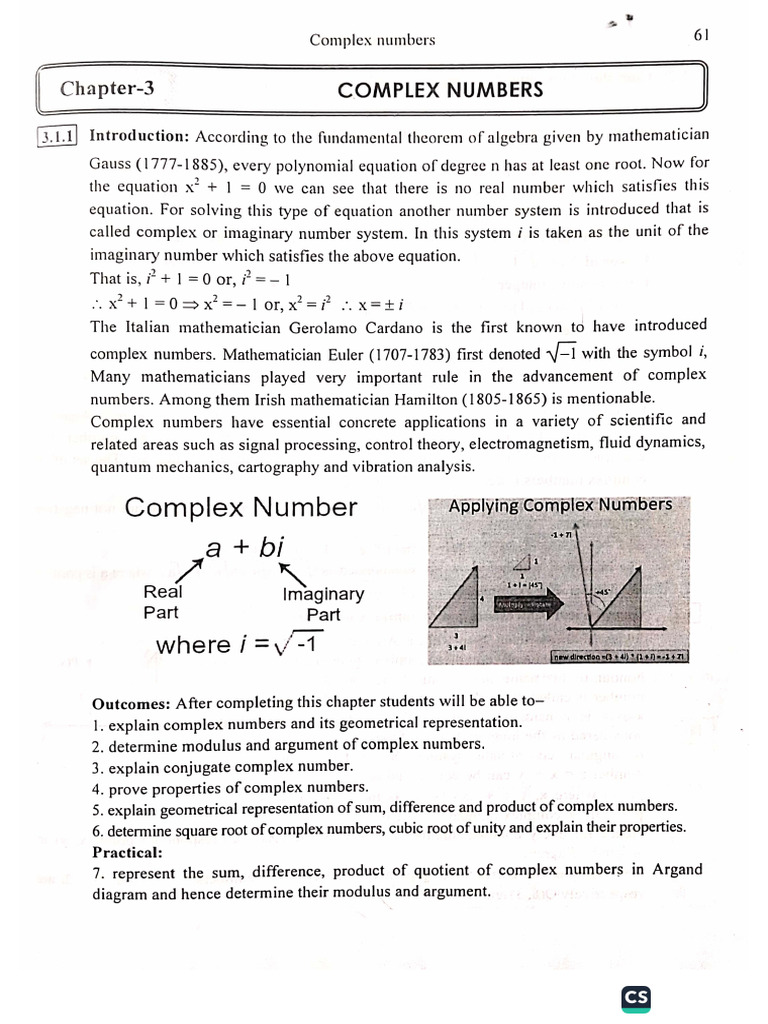 Chapter-03 (Complex Numbers) | PDF
