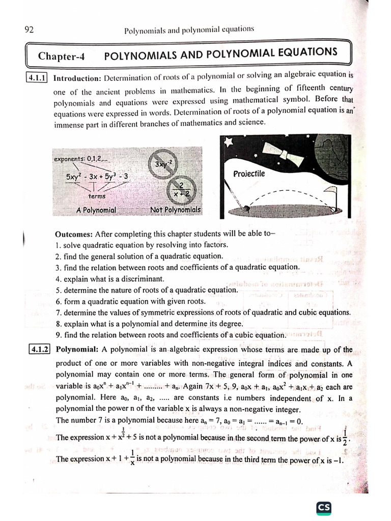 Chapter-04 (Polynomials and Polynomial Equations) | PDF