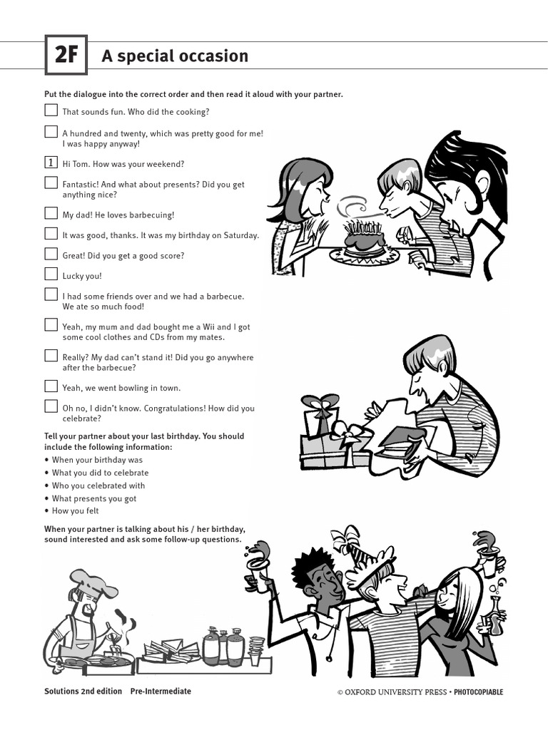 Birthday Celebration Dialogue Activity | PDF