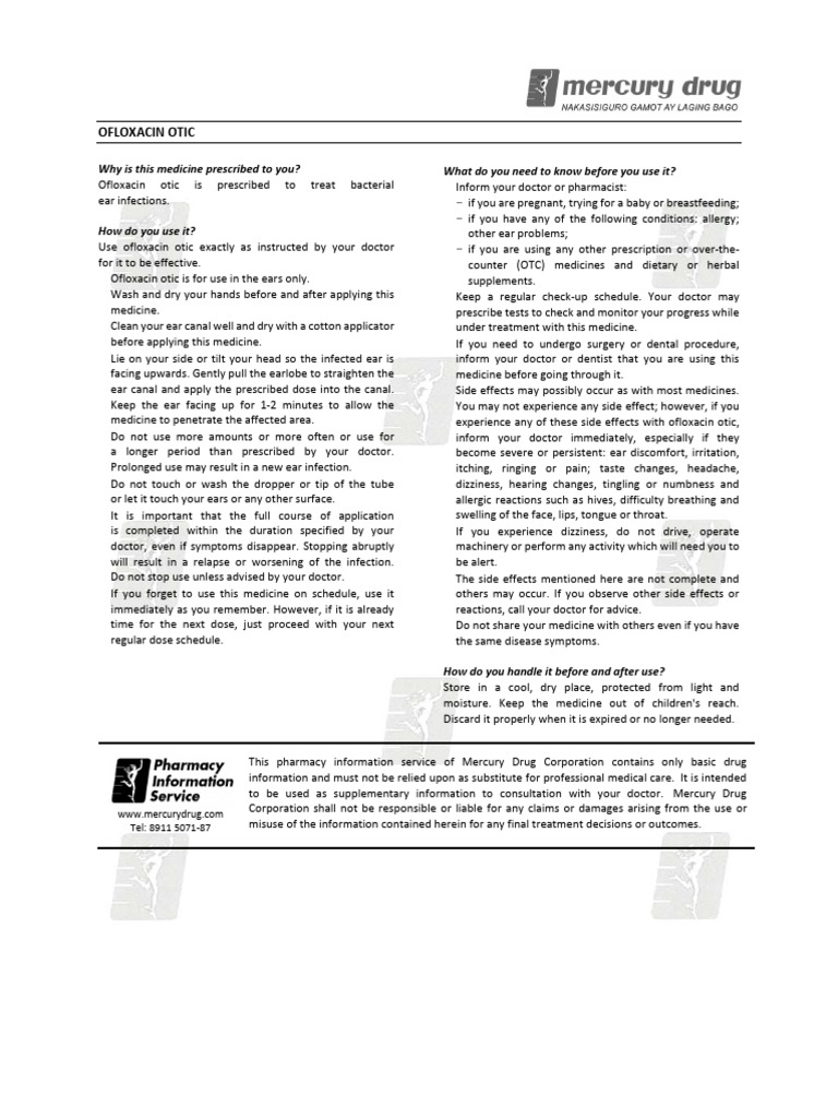 Ofloxacin Otic | PDF | Clinical Medicine | Medical Specialties