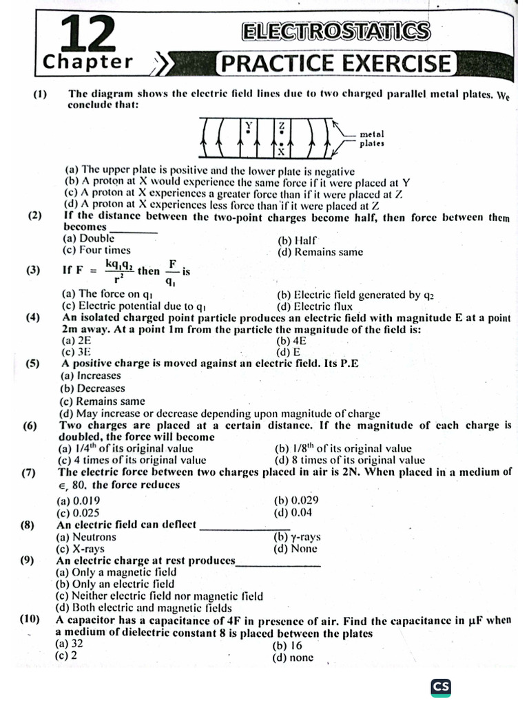 Electrostatics Practice Sheet | PDF