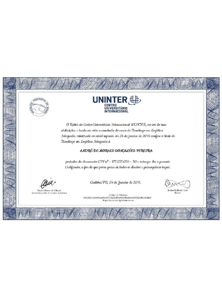 Certificado Logistica Andre de Moraes | PDF