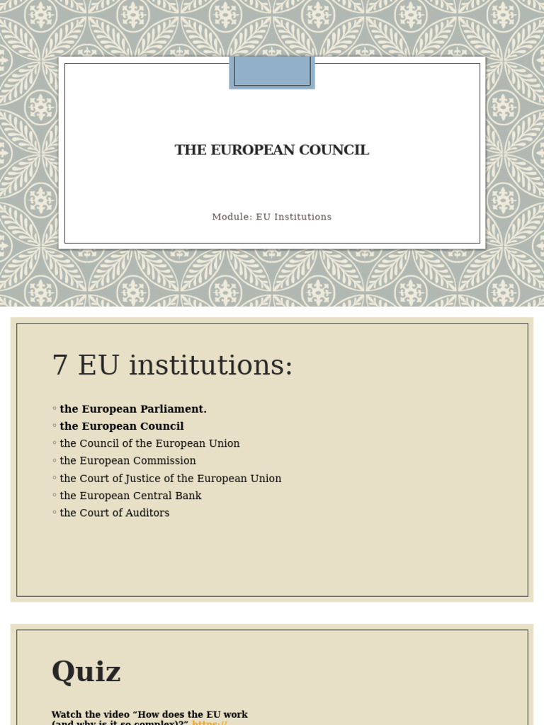 Overview of EU Institutions | PDF | European Union | European Council