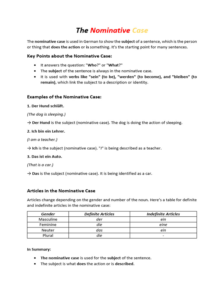 1.nominative Case | PDF