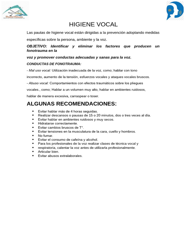 Higiene Vocal | PDF