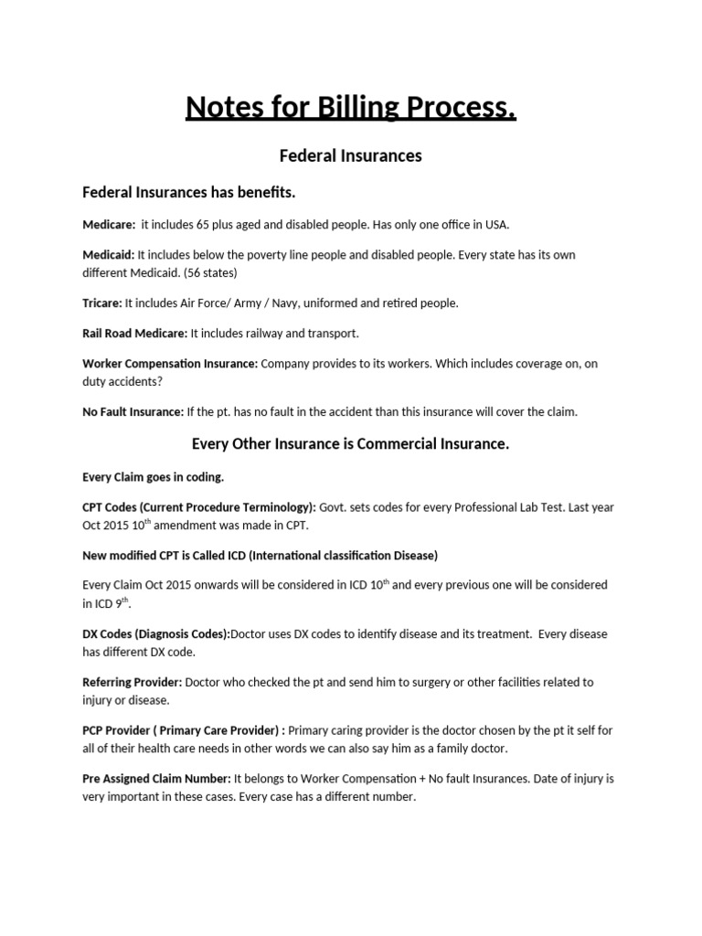 Billing Notes Only | PDF | Medicare (United States) | Insurance