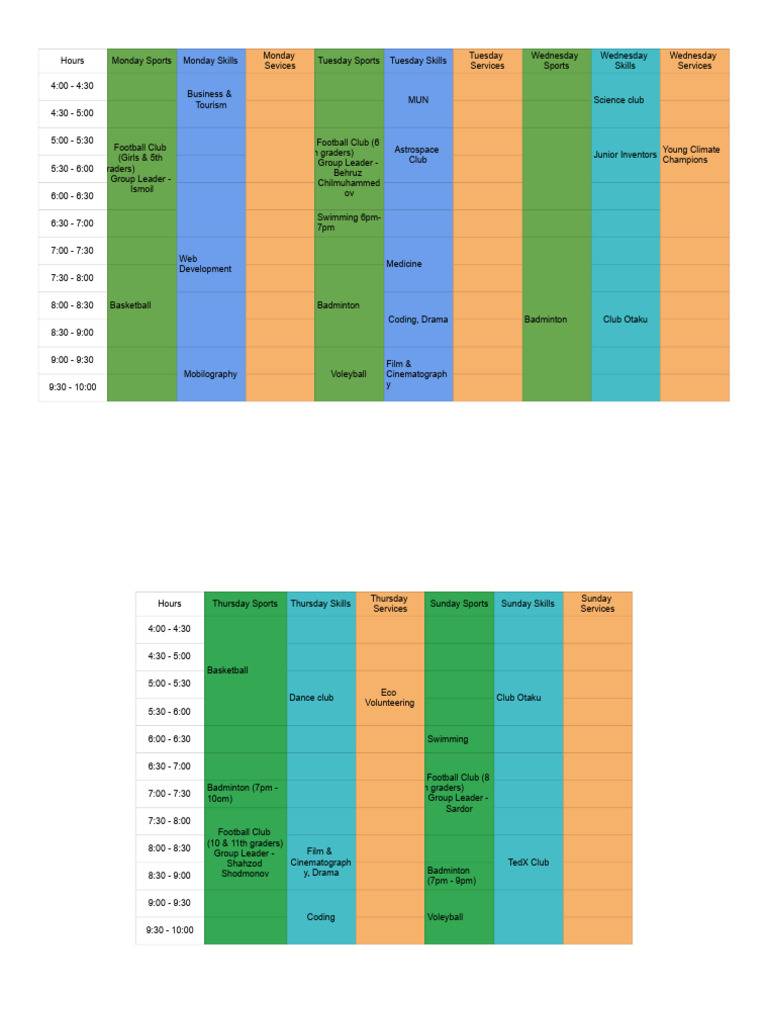 PEA Timetable: October 7, 2025 | PDF