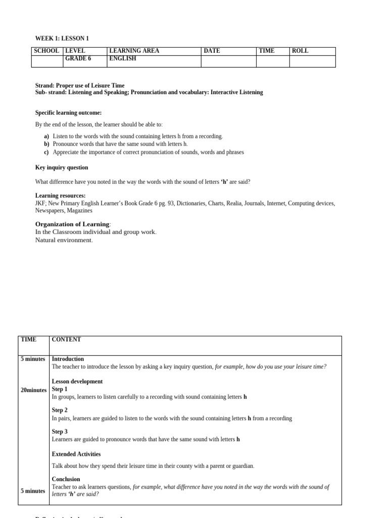 2023 Grade 6 JKF New Primary English Lesson Plans Week 1 Week 4 Term 3 ...