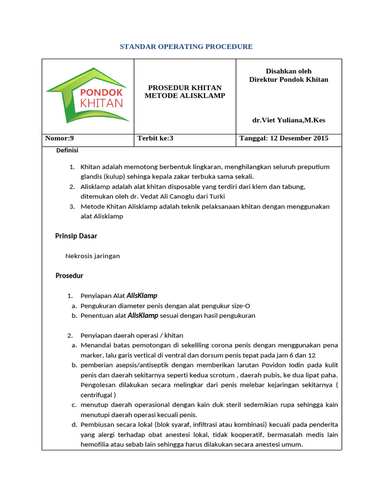 SOP Khitan Alisklamp | PDF