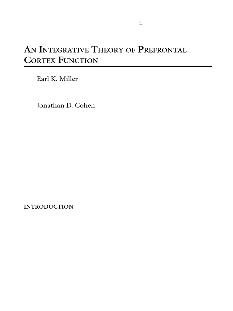 Miller Cohen01 Annu Rev Neurosci Prefrontal-Theory | PDF | Prefrontal Cortex | Executive Functions
