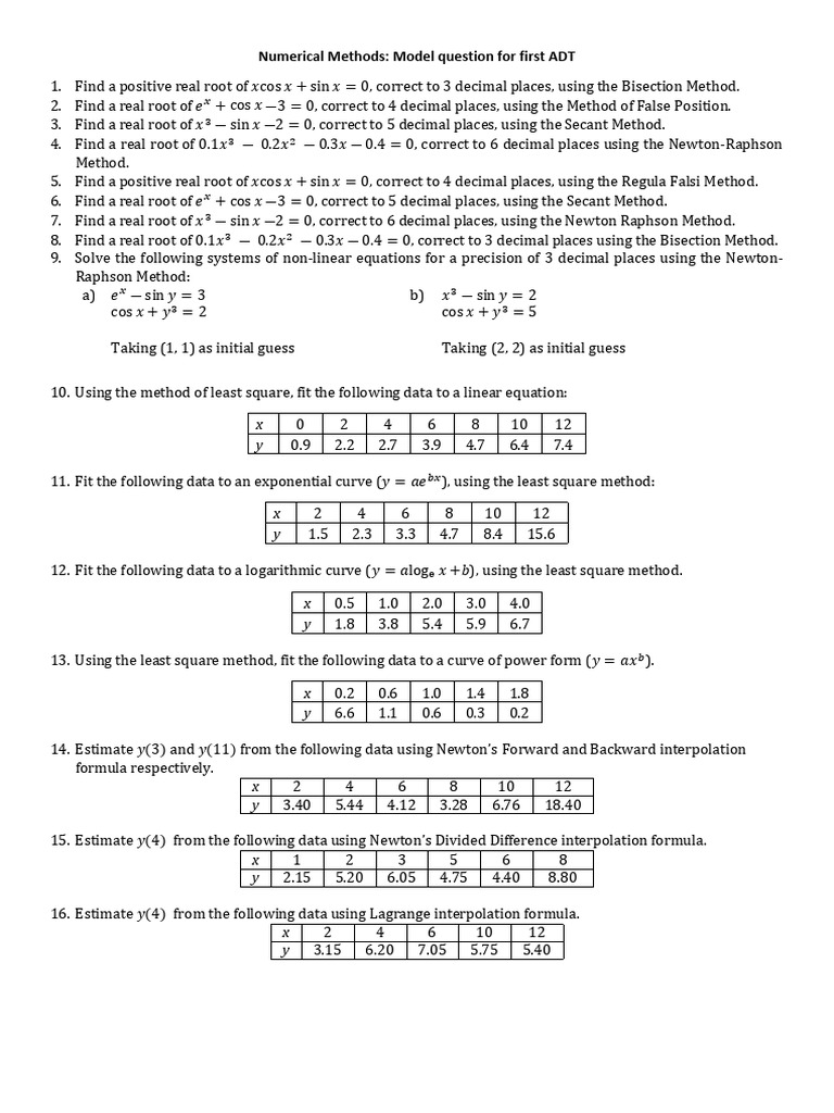 Numerical Methods for Root Finding and Fitting | PDF | Mathematical ...