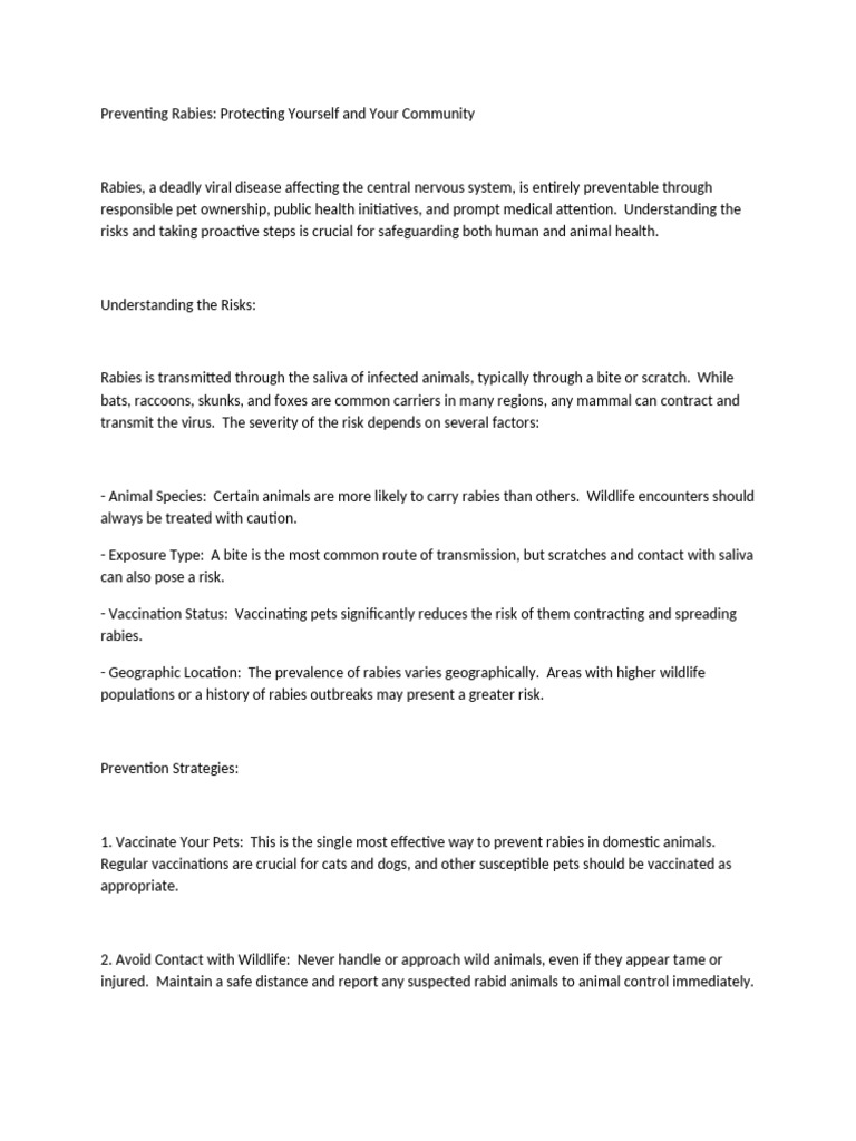 Preventing Rabies: Key Strategies Explained | PDF | Rabies | Diseases ...