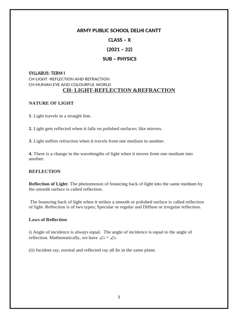 PHYSICS | PDF | Mirror | Refraction