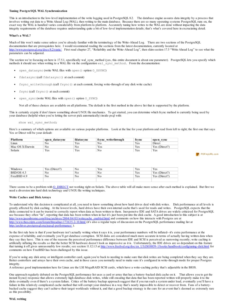 Gsmith Content Postgresql Tuningpgwal Pdf Postgre Sql File System