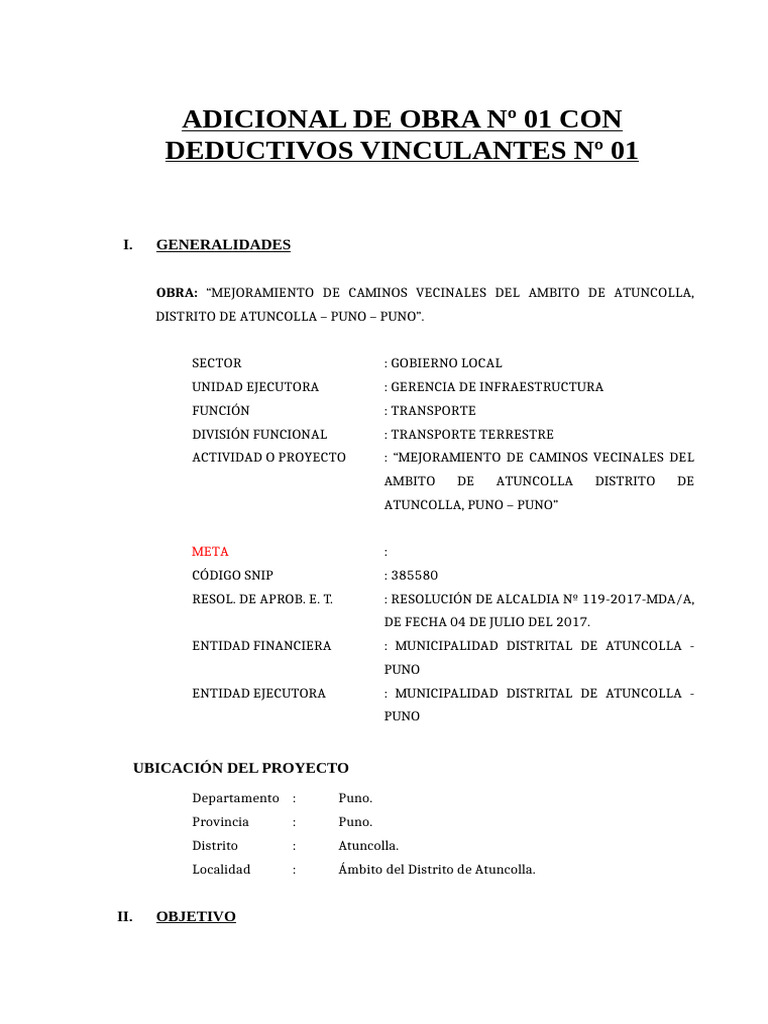 Informe de Adicional de Obra #01 | PDF | Presupuesto | Hormigón