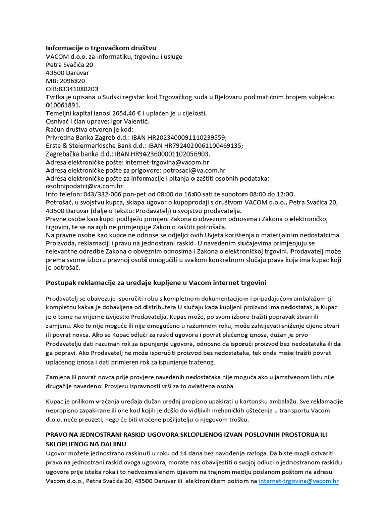 Pravilnik Reklamacije | PDF