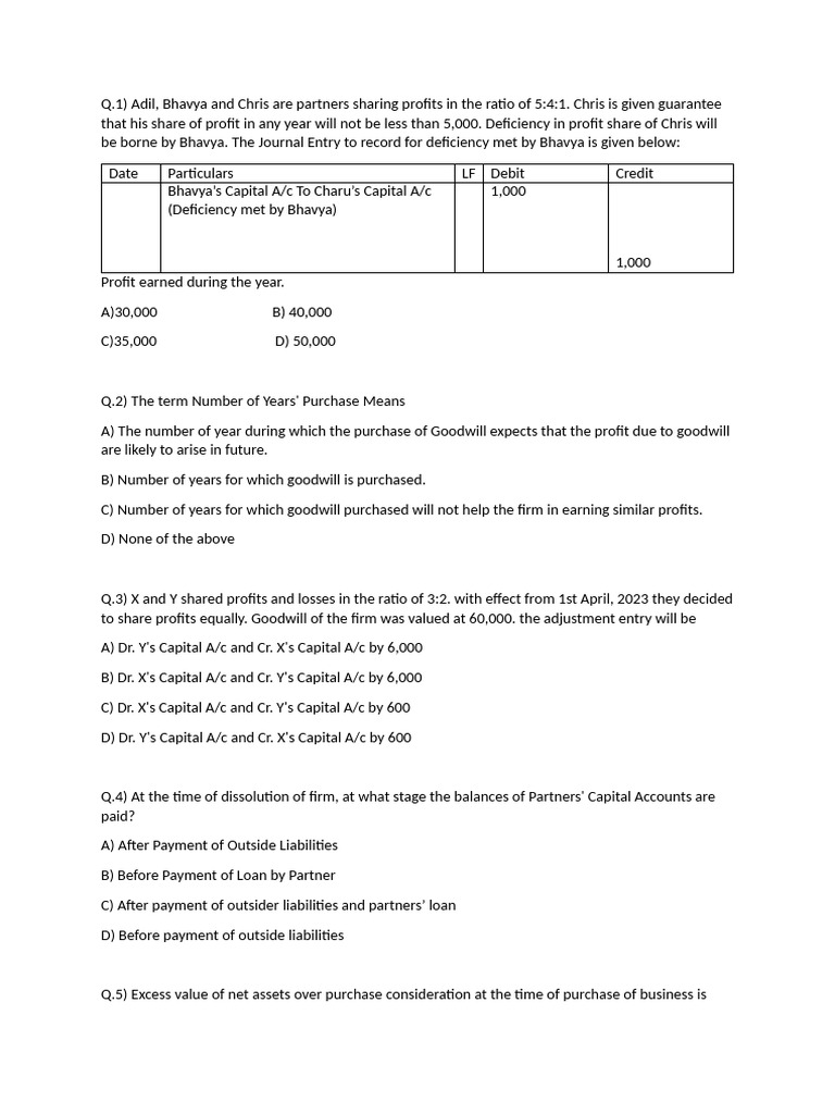 Test Questions | PDF | Debits And Credits | Goodwill (Accounting)