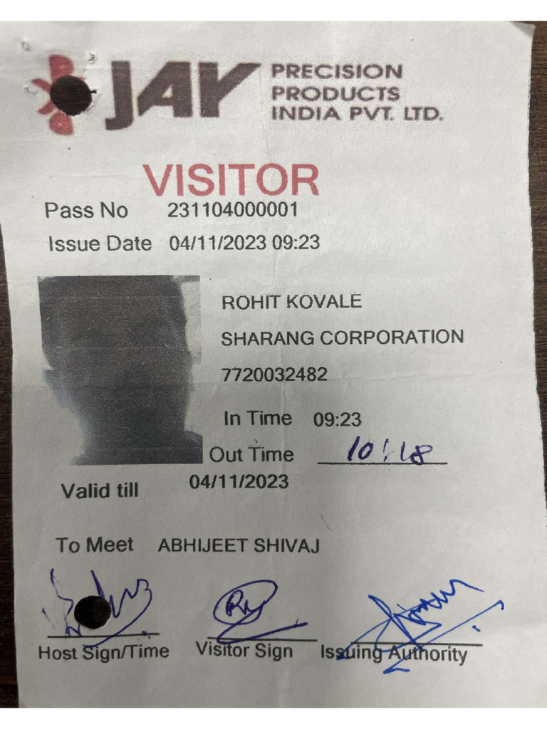 Visitor Entry Process & Record | PDF