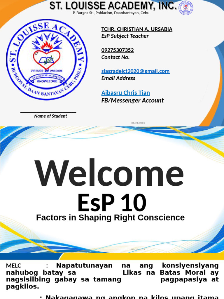 WEEK 5 - ESP10 - Q1 - Factors in Shaping Right Conscience | PDF ...