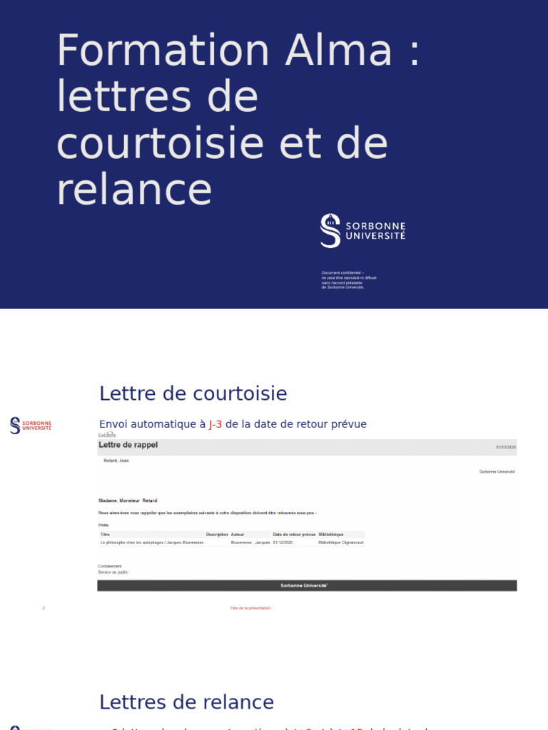 Formation Alma - Lettres de Courtoisie Relance | PDF